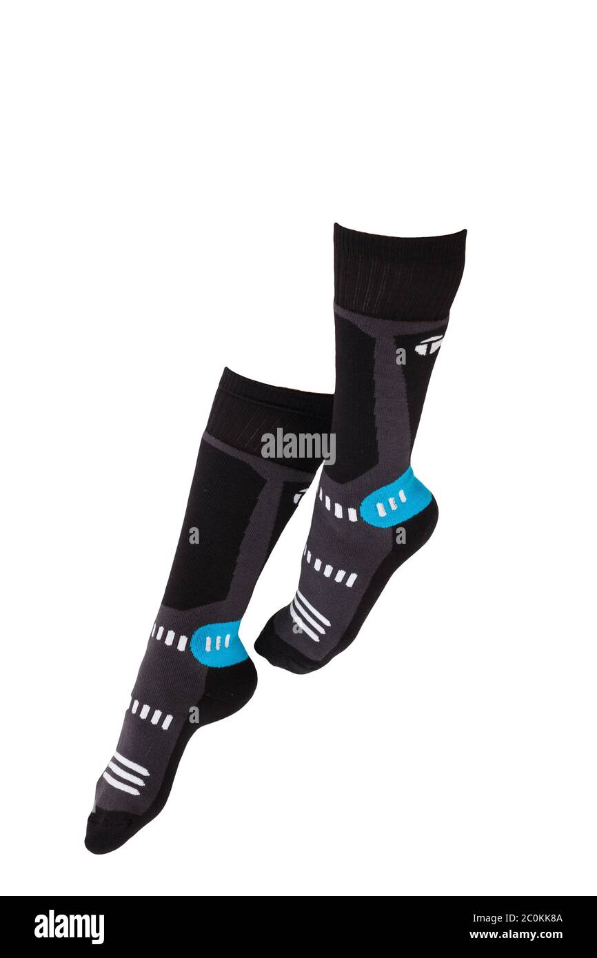Black socks on a white background for sports and everyday use Stock ...