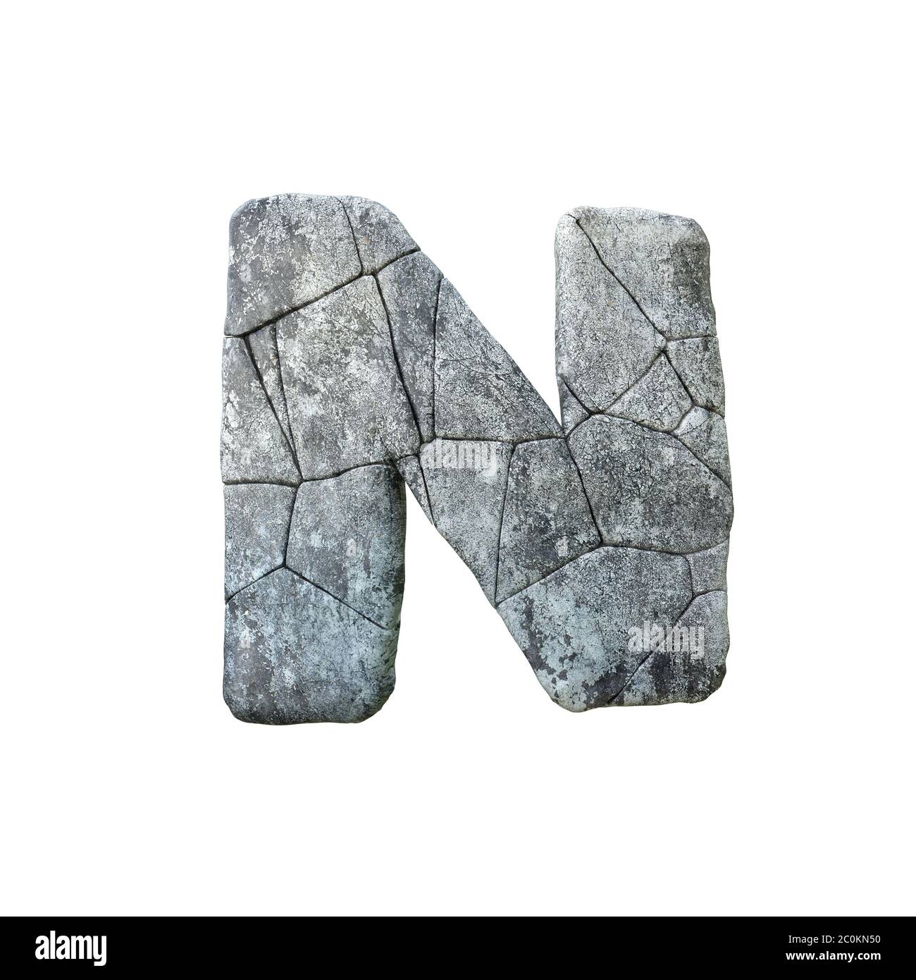 Letter N cracked grunge stone rock font 3D Rendering Stock Photo - Alamy