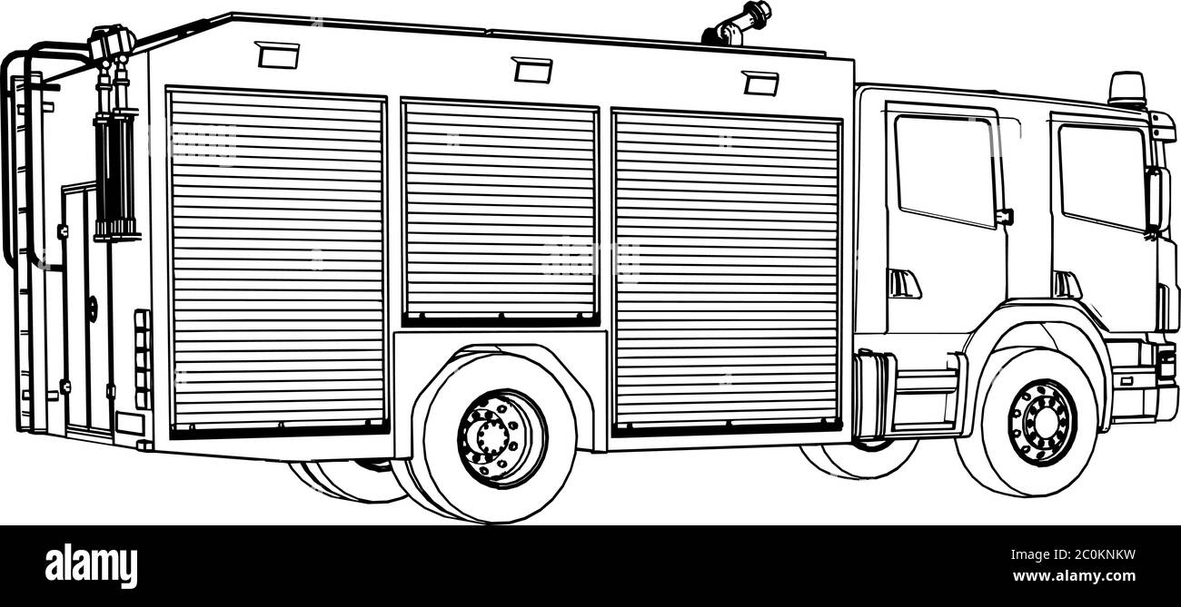 sketch of a fire engine vector on a white background Stock Vector Image ...