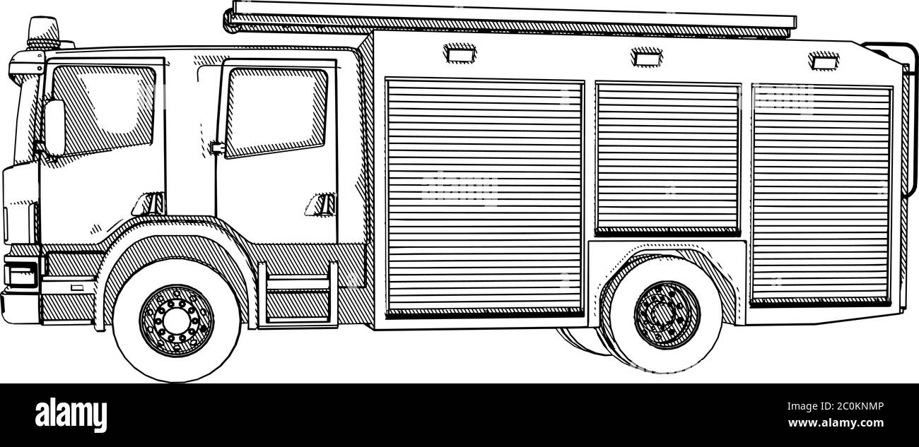 sketch of a fire engine vector on a white background Stock Vector Image ...