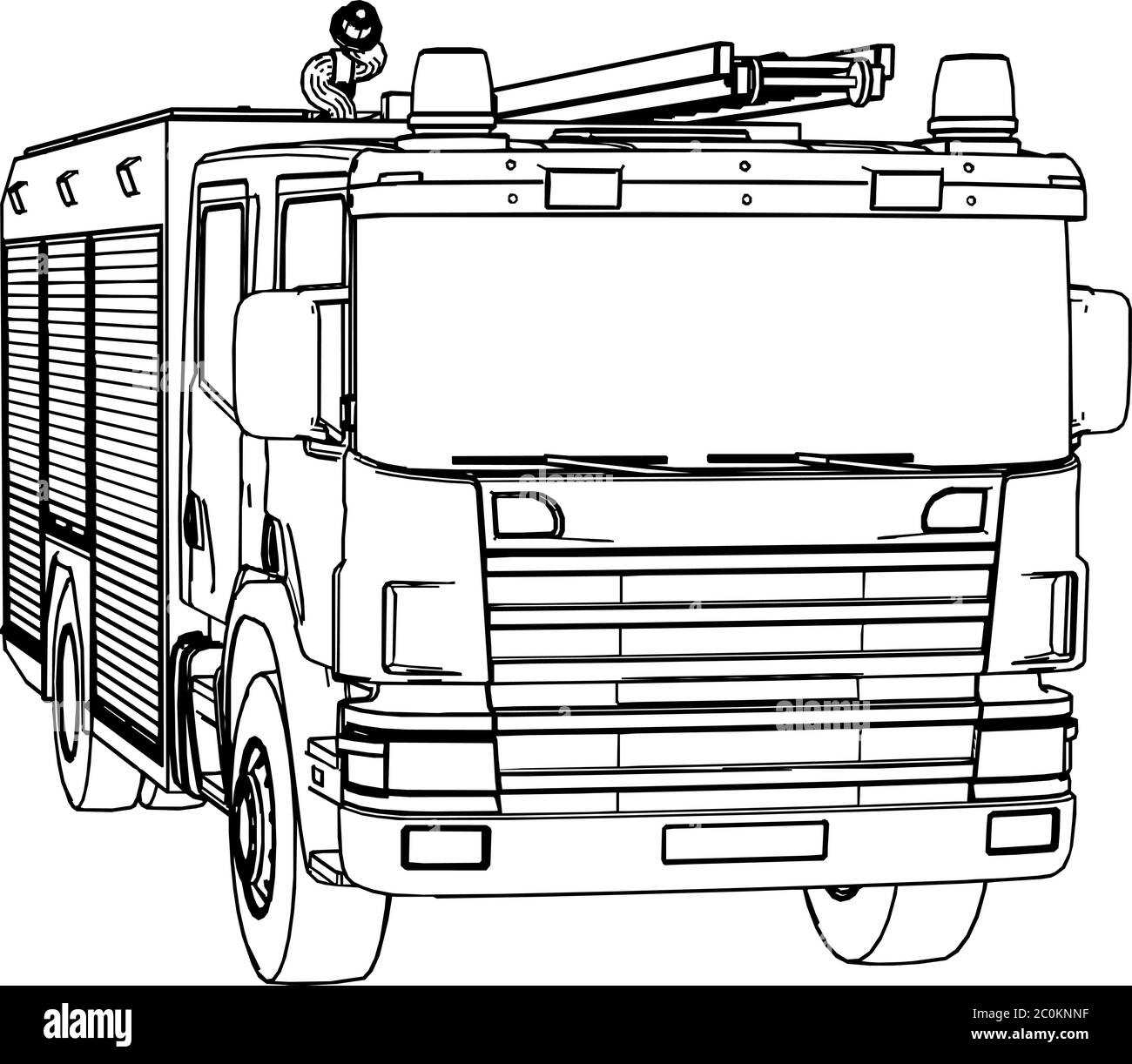 sketch of a fire engine vector on a white background Stock Vector Image ...