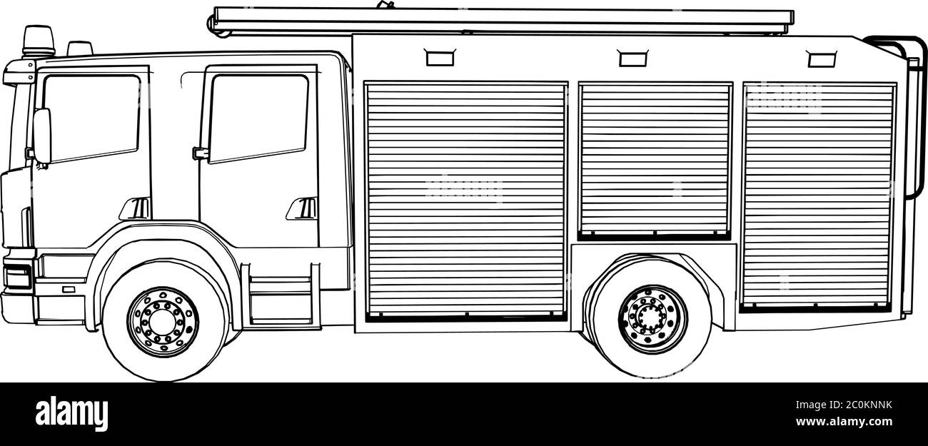 sketch of a fire engine vector on a white background Stock Vector Image ...