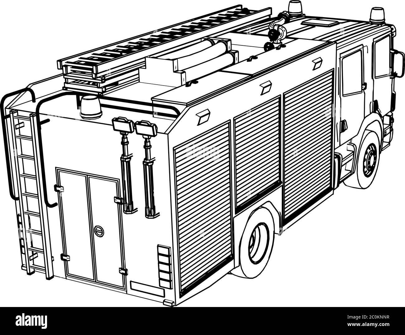 sketch of a fire engine vector on a white background Stock Vector Image ...