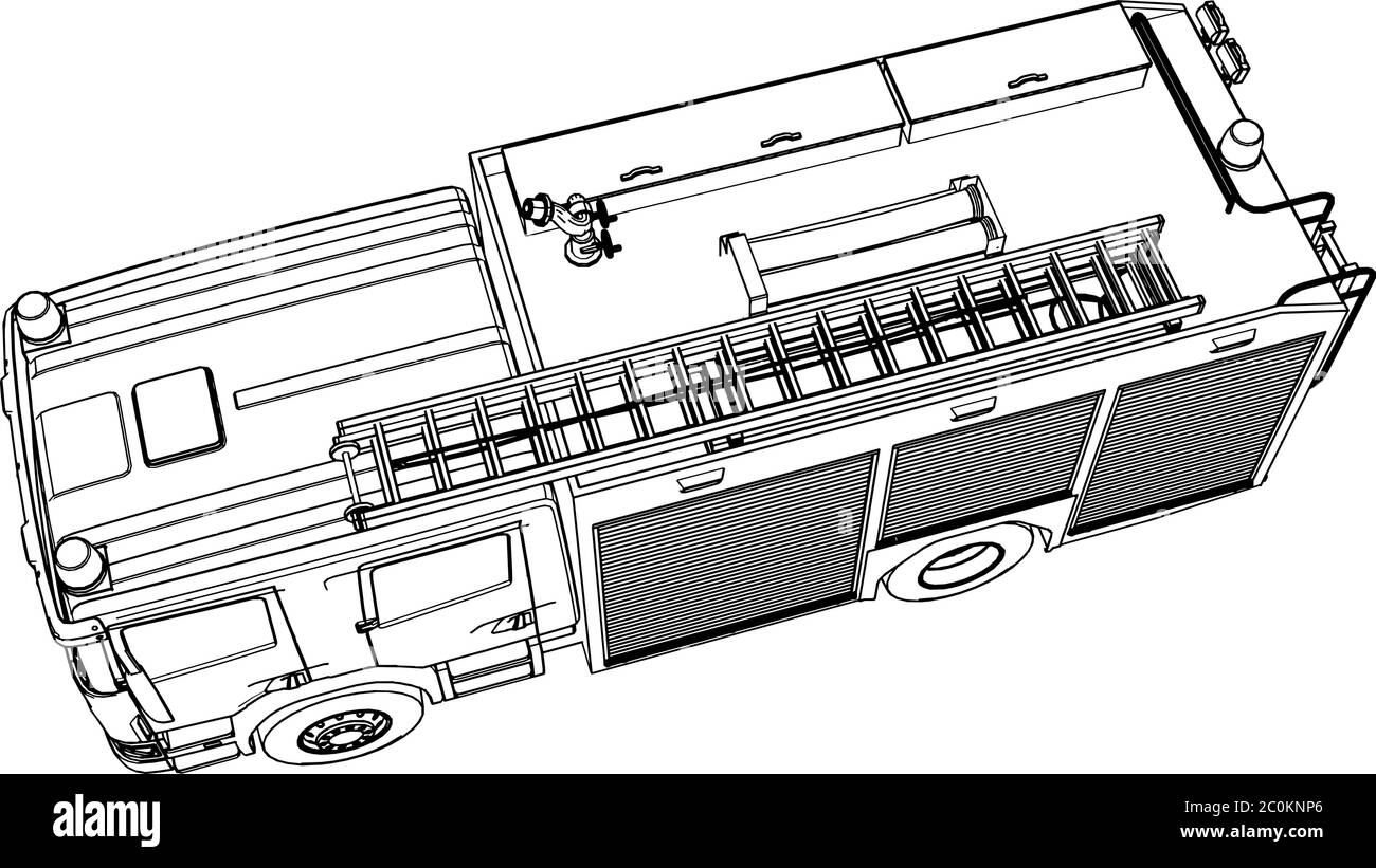 sketch of a fire engine vector on a white background Stock Vector Image ...