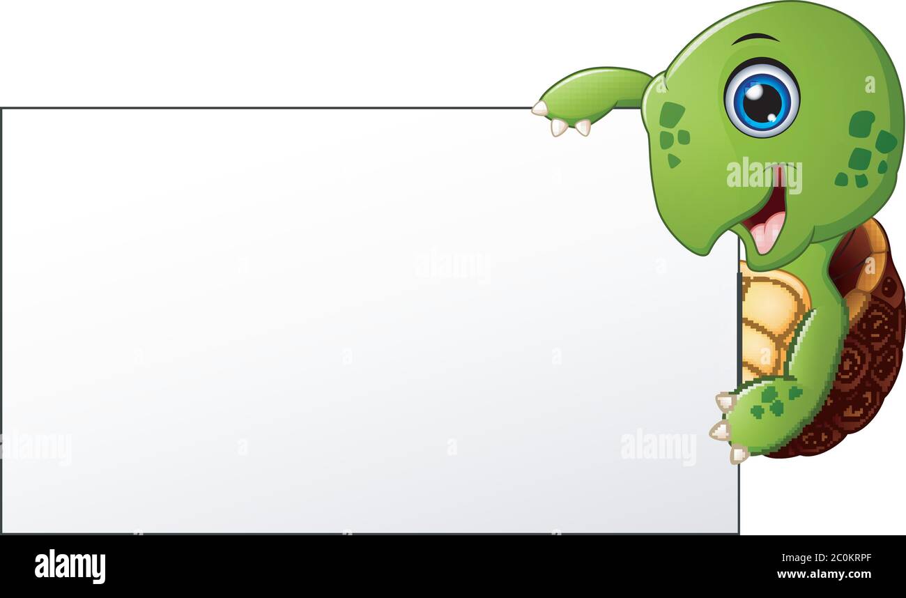 Cute turtle cartoon holding blank hi-res stock photography and images ...
