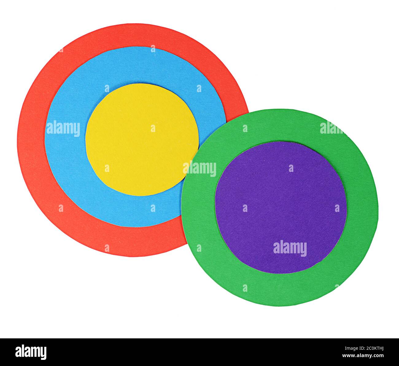 Circles color paper isolated on white Stock Photo - Alamy