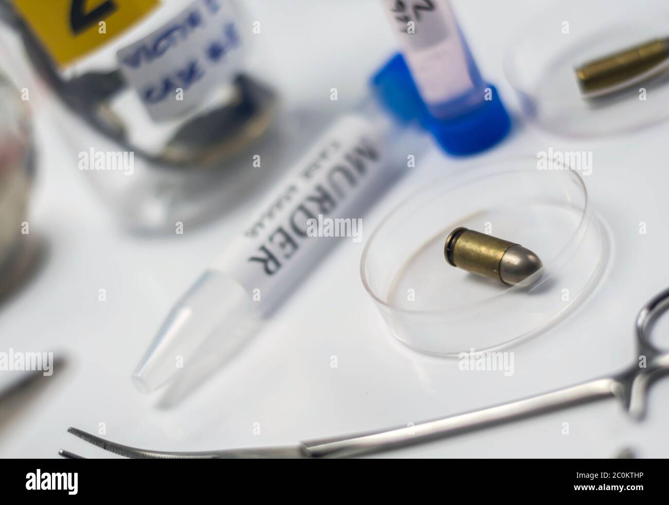 Criminalistic Laboratory, Bullet shell analysis, conceptual image Stock ...