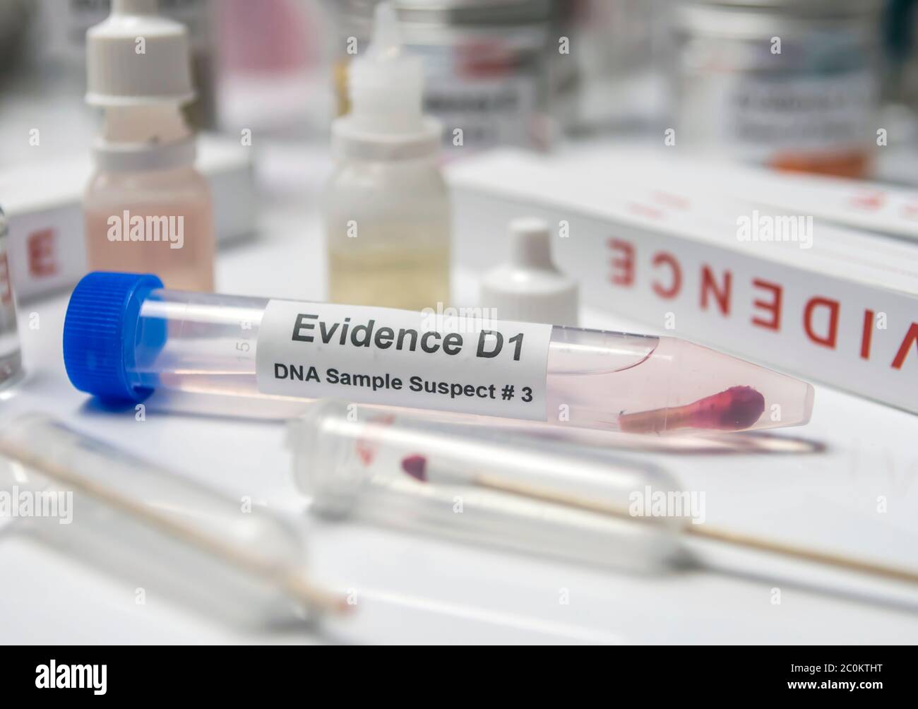 Hematological analysis with forensic test kit in a murder in a crime ...