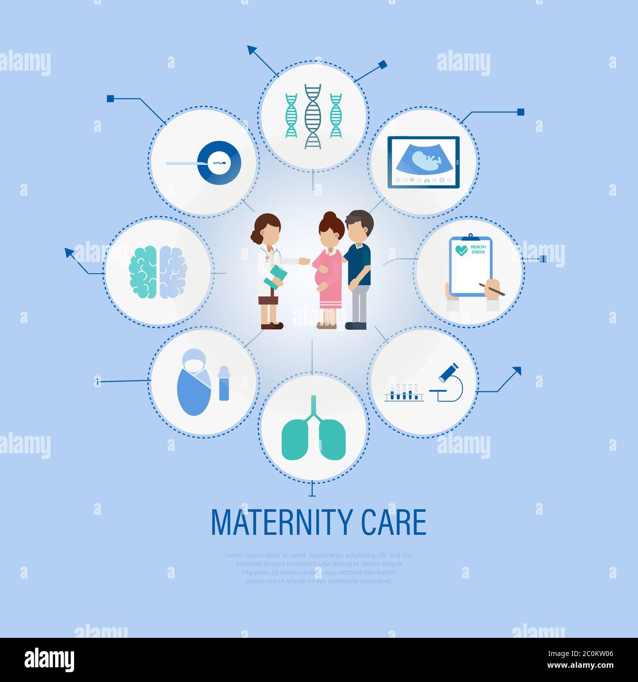 Maternity concept with medical icons flat design vector illustration ...