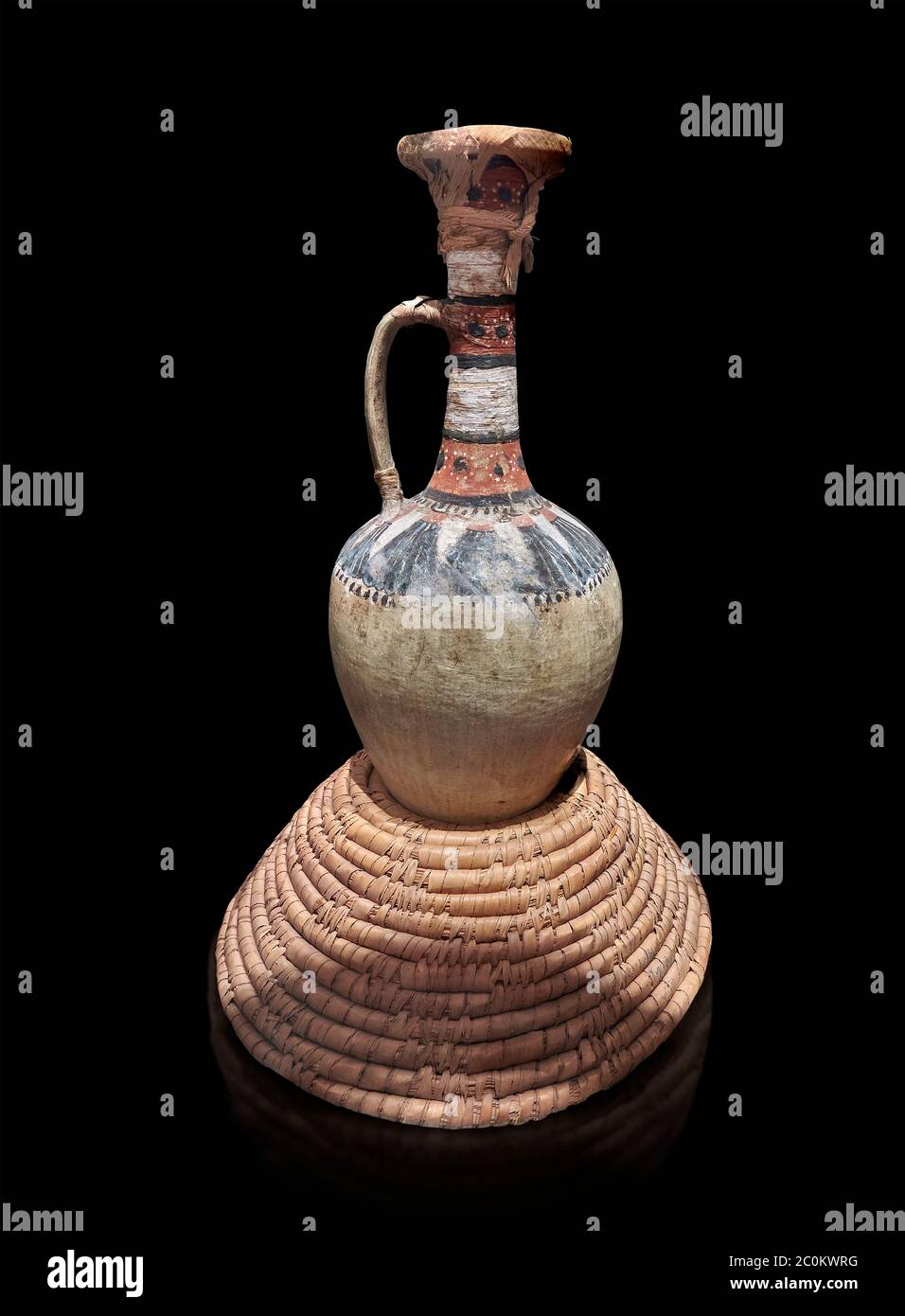 Ancient Egyptian sealed incised decorated jar and support with Kha's ...