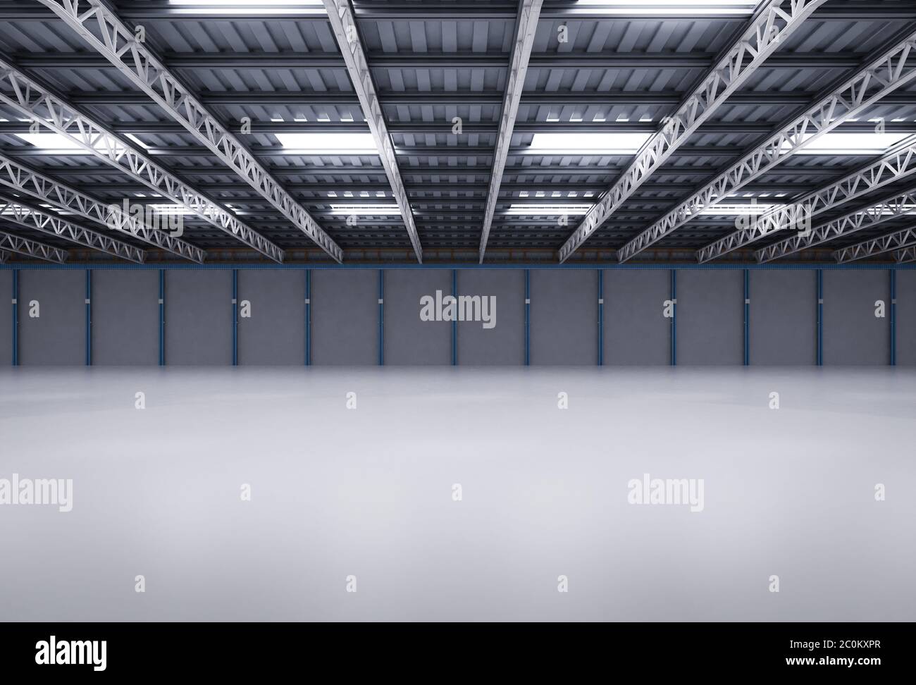 3d rendering interior empty factory with pendant lamps Stock Photo - Alamy