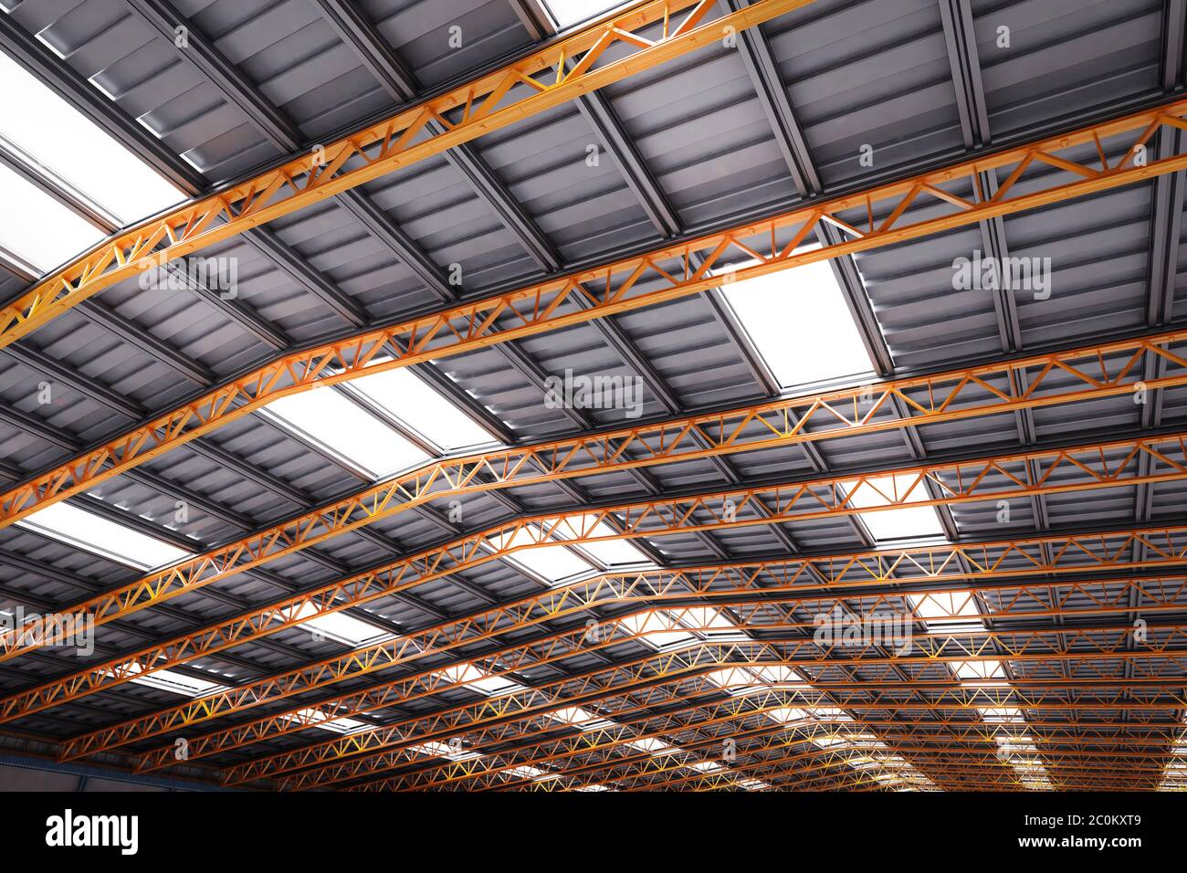 3d rendering factory ceiling with metal beam Stock Photo - Alamy