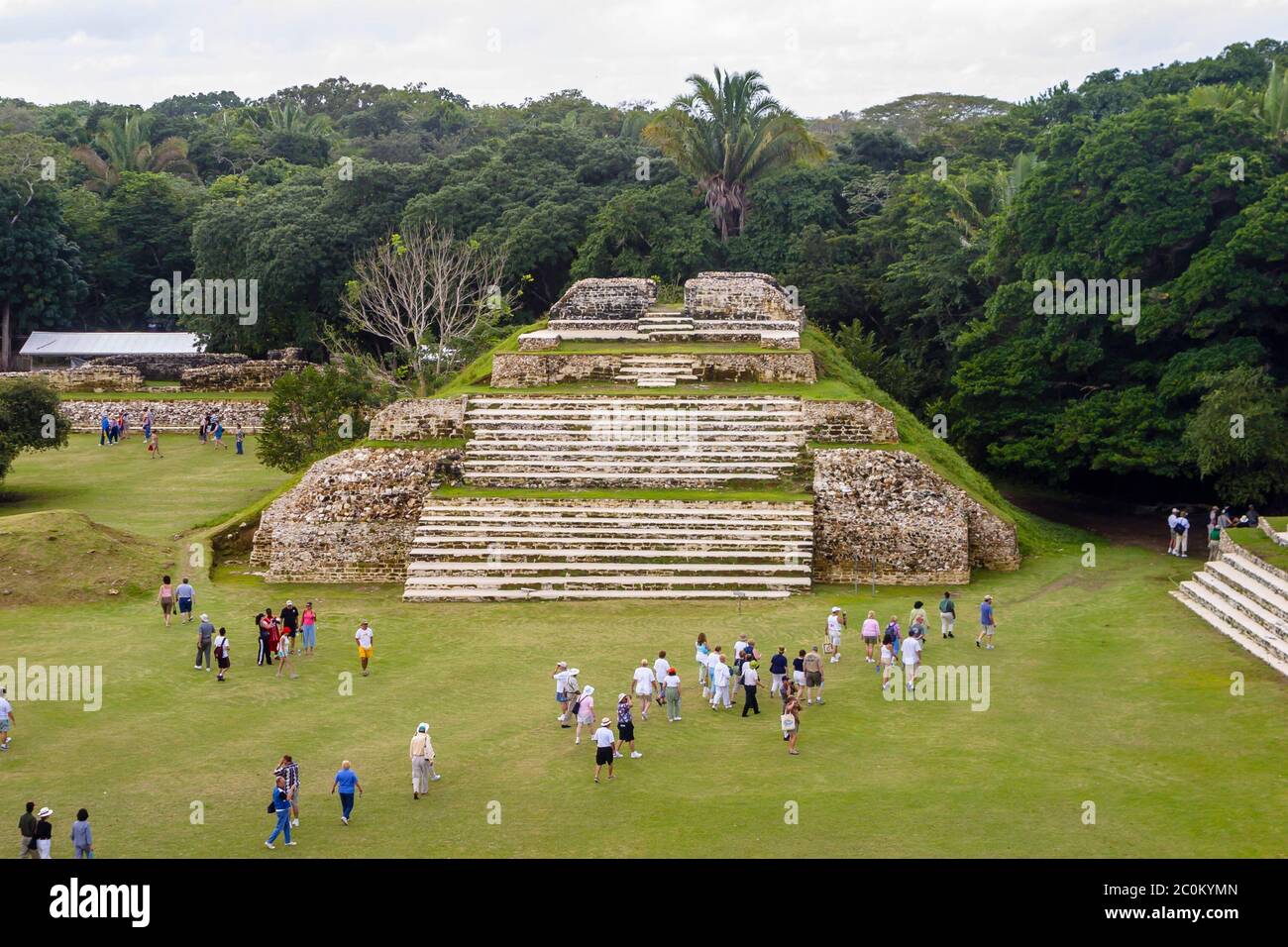 Plaza A step pyramid in Altun Ha, the ruins of an ancient Mayan city in ...