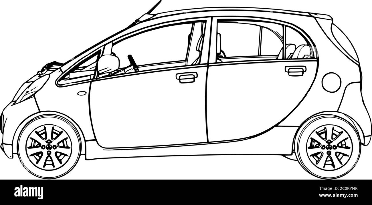 vector electric car sketch on a white background Stock Vector Image ...