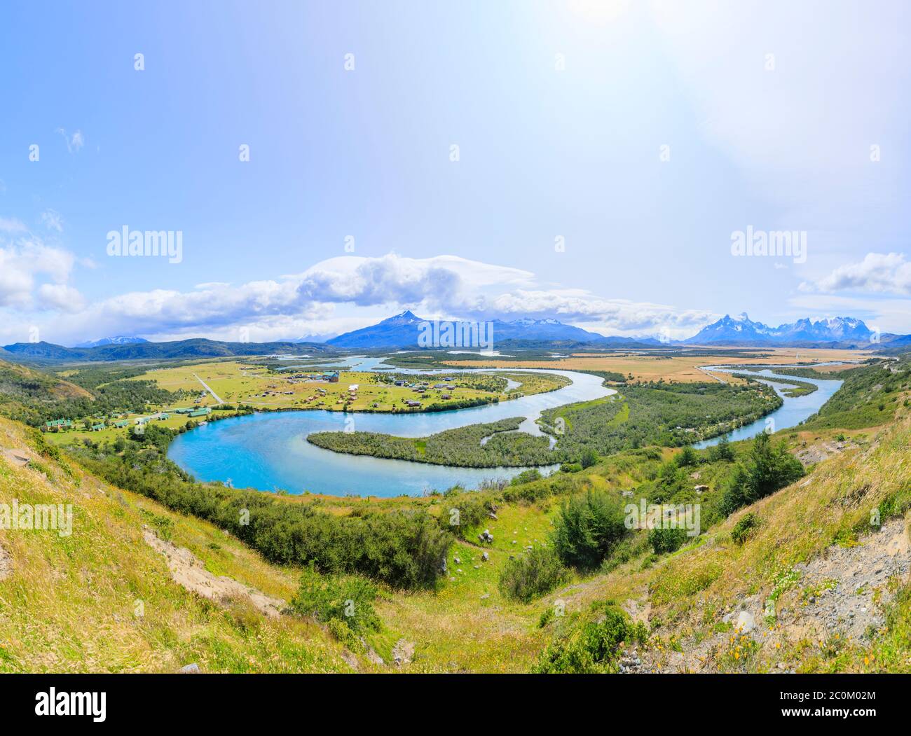 Panoramic view of Serrano River (Río Serrano) from Mirador Rio Serrano ...