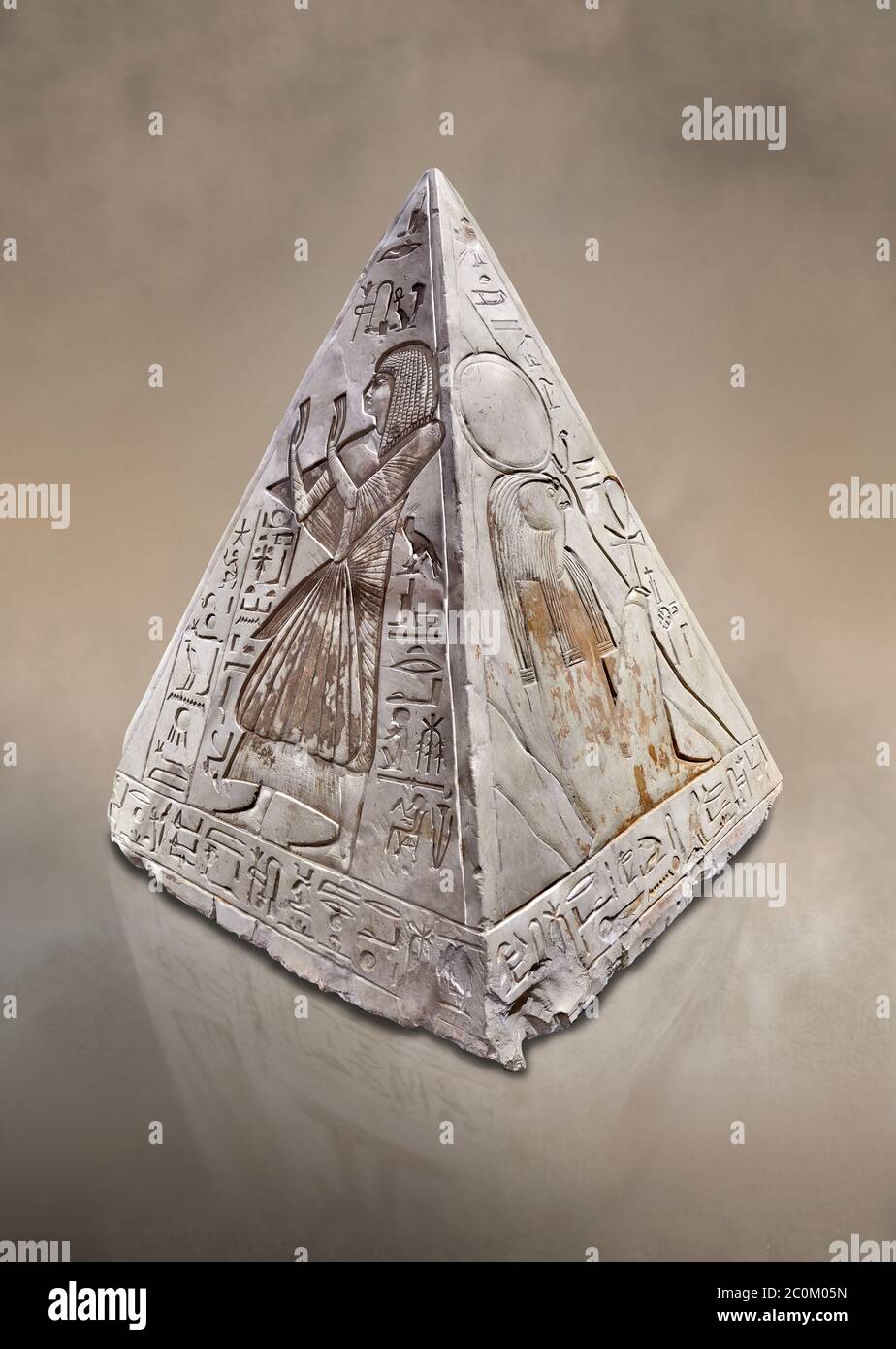 Ancient Egyptian Pyramidion of Ramose North & East sides, Limestone ...