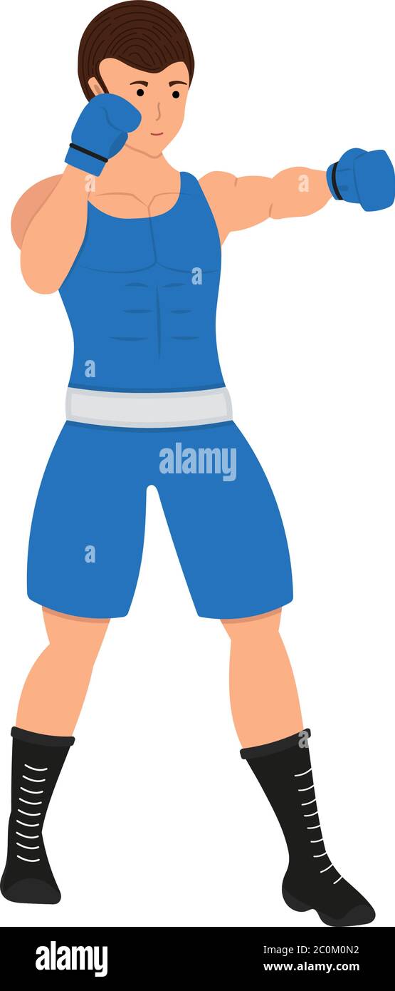 Male Boxer Cartoon Character Boxing Man Vector Illustration Sportsman