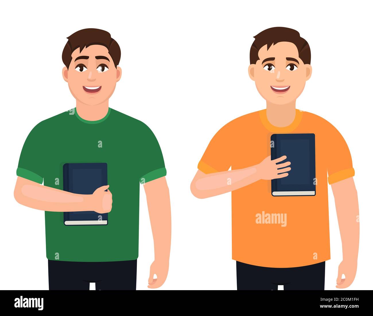 Cartoon illustration two guys holding hi-res stock photography and ...