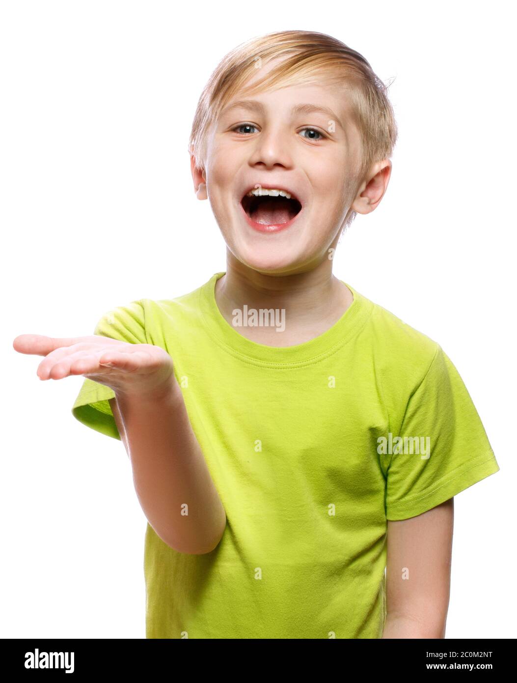 Boy showing something Stock Photo - Alamy