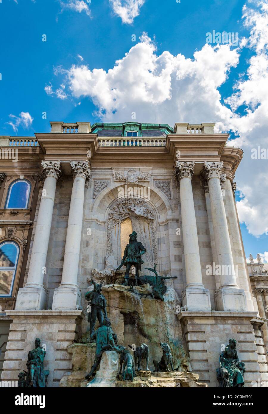 Hunting statue at the Royal palace, Budapest Stock Photo - Alamy