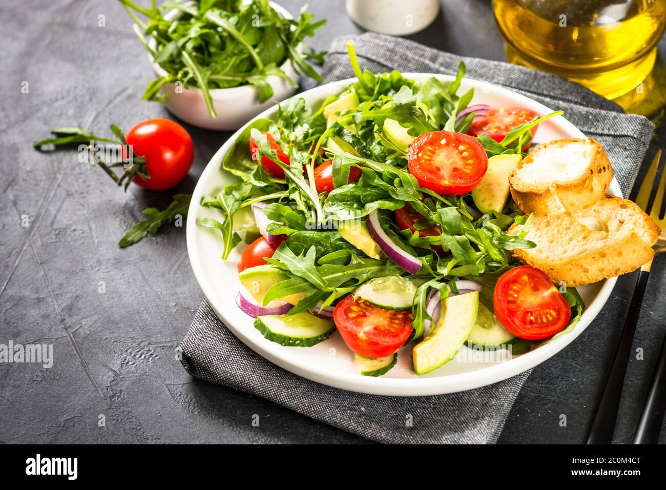 Green salad from leaves and vegetables Stock Photo - Alamy