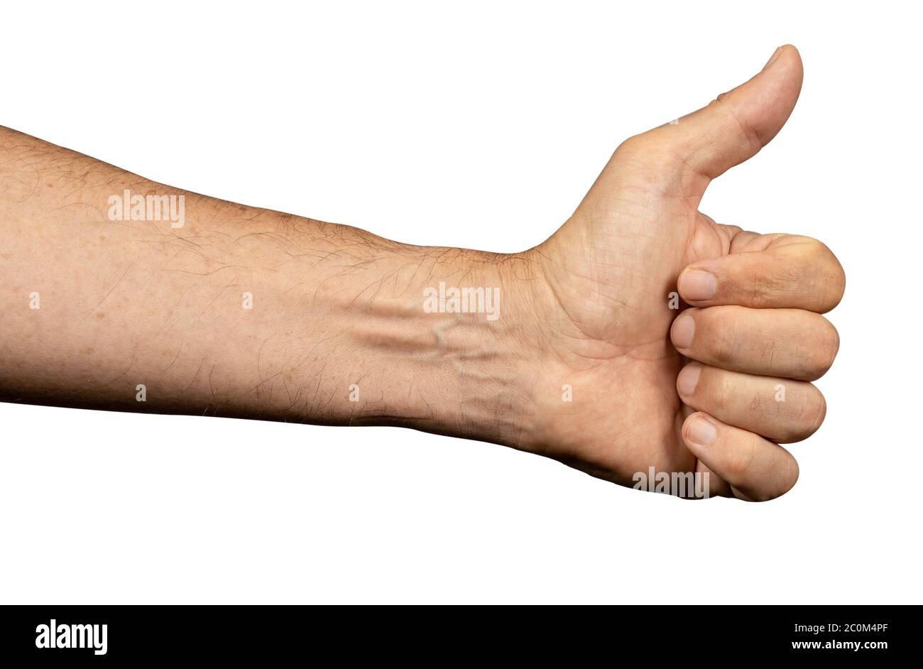 Thumbs up - male hand isolated on white with clipping path included ...