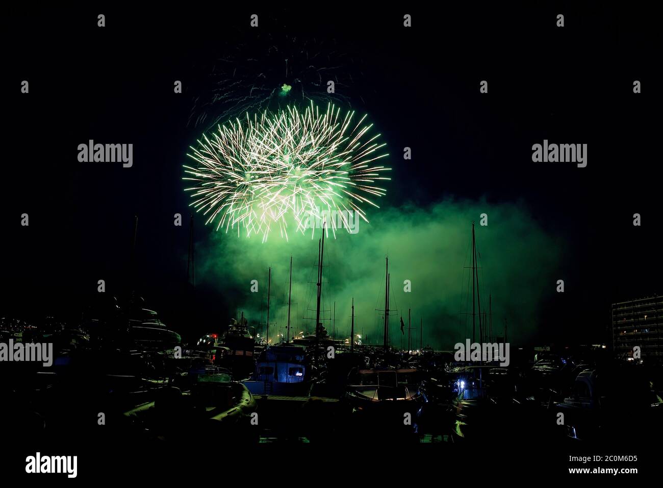 Panoramic view colorful fireworks beautiful hi-res stock photography ...