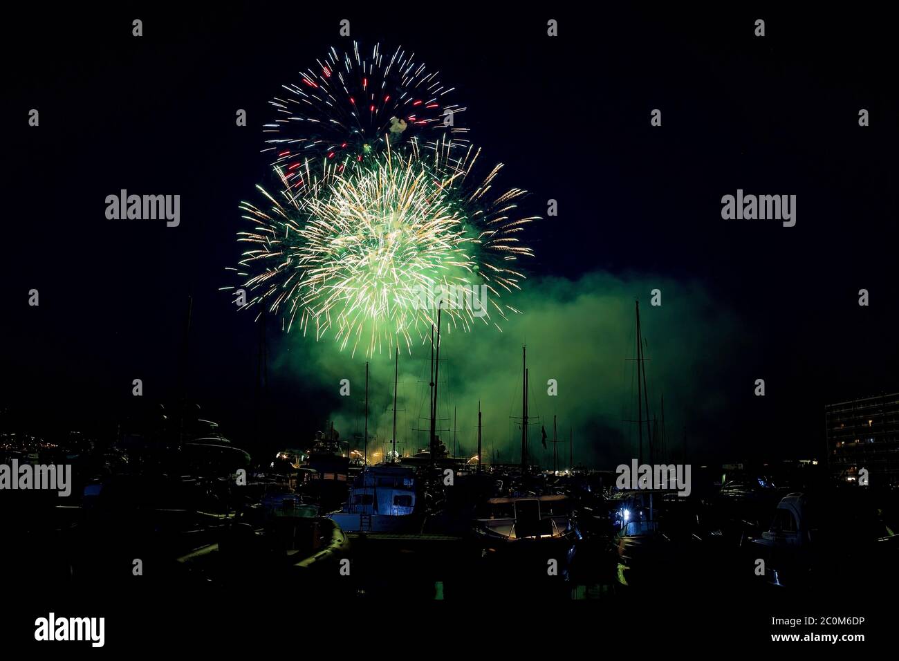 Panoramic view colorful fireworks beautiful hi-res stock photography ...