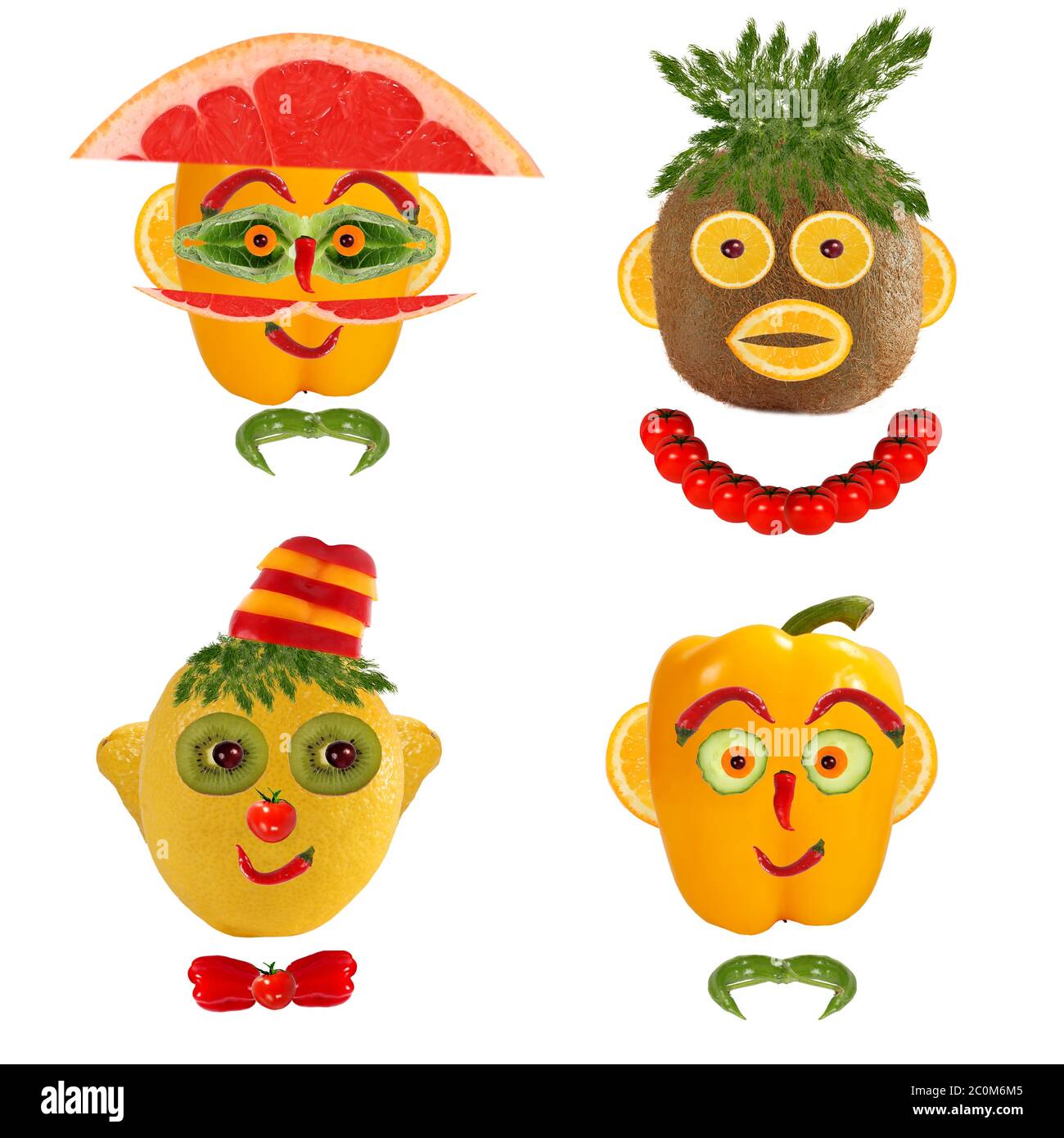 A creative set of food concepts. A few funny portraits from vegetables ...