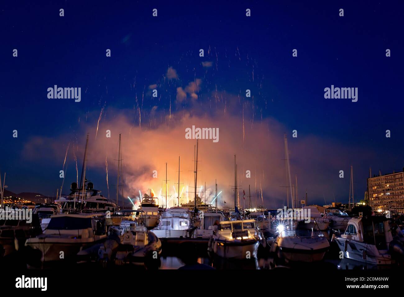 Panoramic view colorful fireworks beautiful hi-res stock photography ...