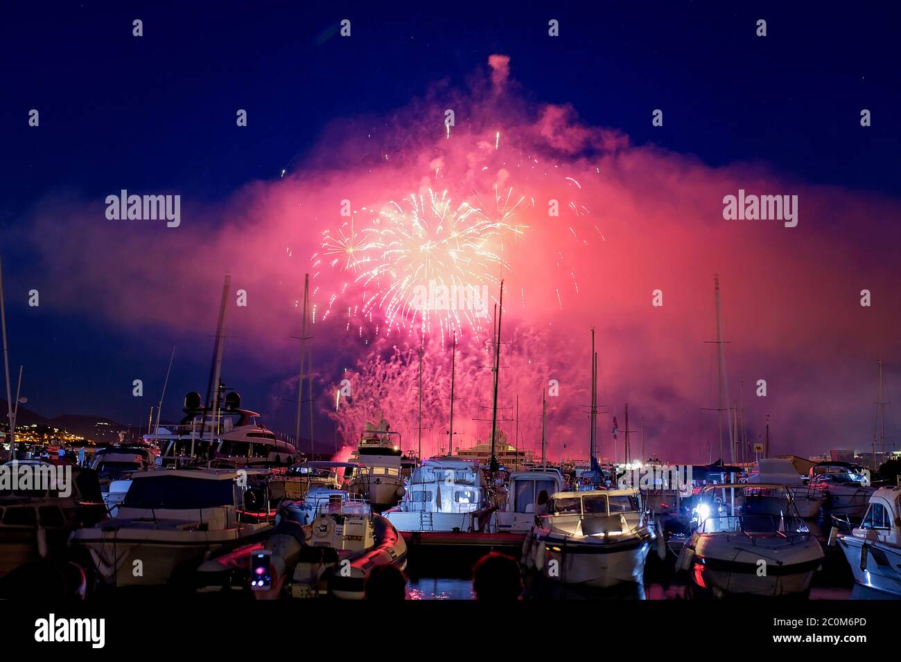 Panoramic view colorful fireworks beautiful hi-res stock photography ...