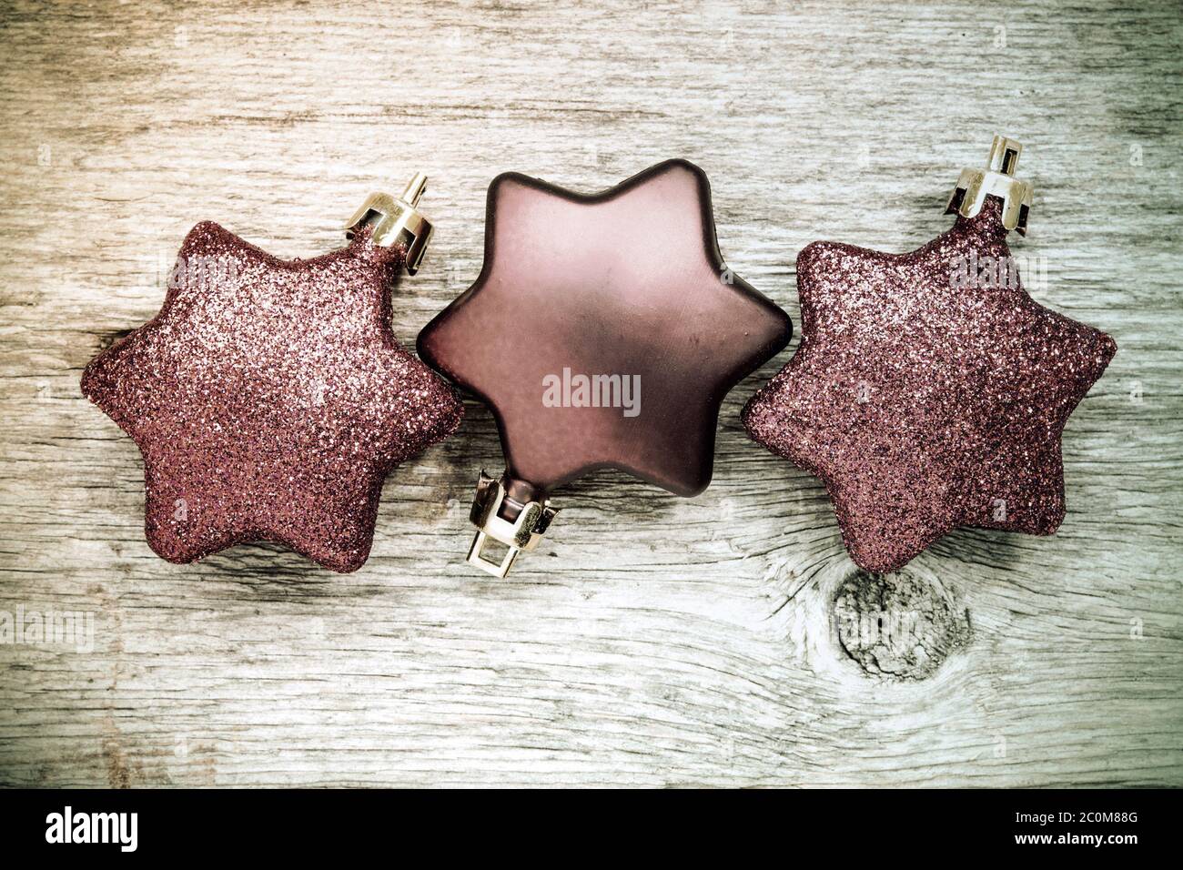 Christmas star baubles in vintage colors Stock Photo - Alamy