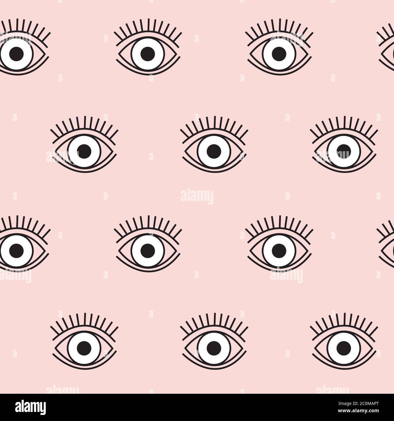 Simple, geometric eye vector pattern in black and white on pink ...