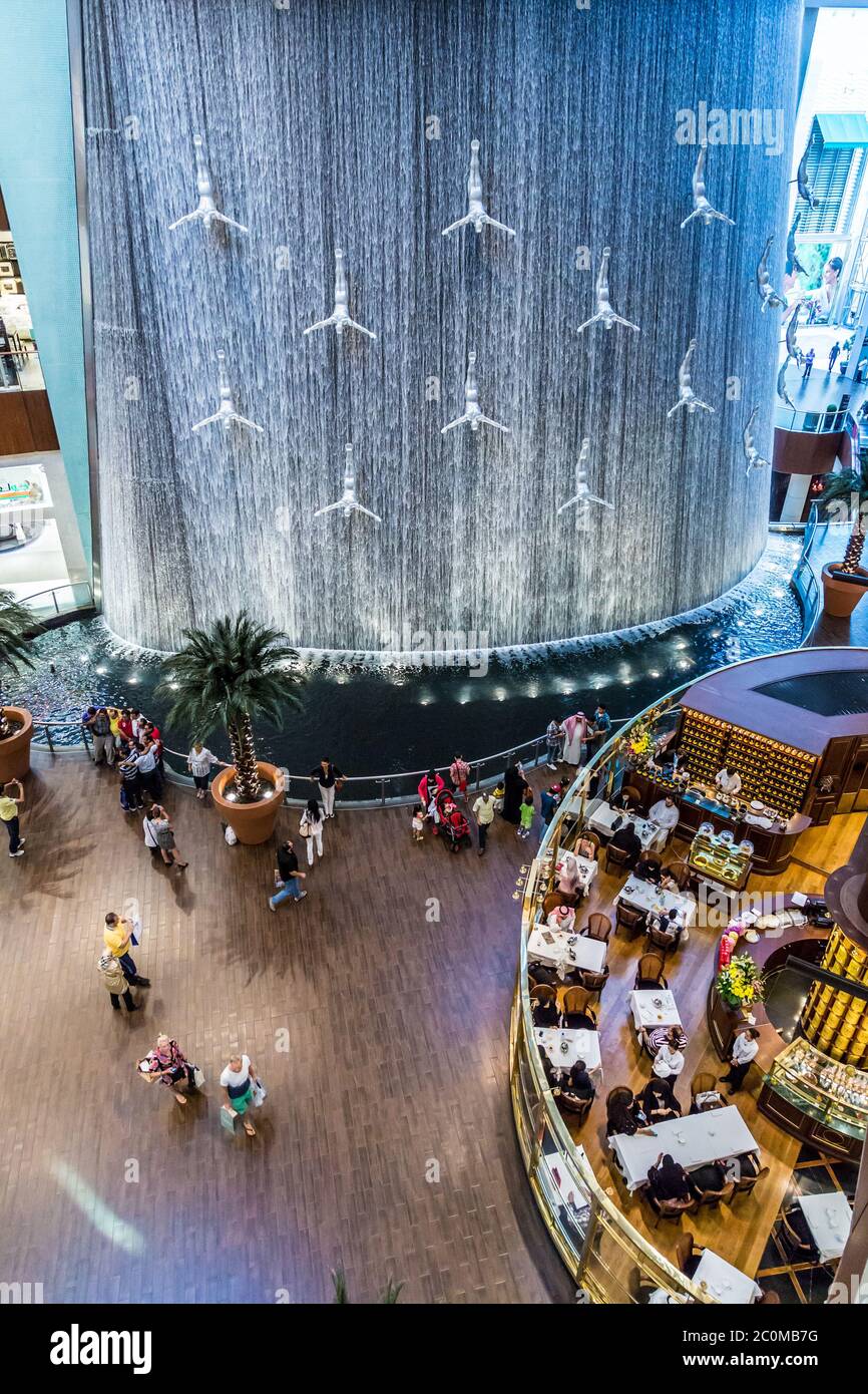 Waterfall in Dubai Mall - world's largest shopping mall Stock Photo - Alamy