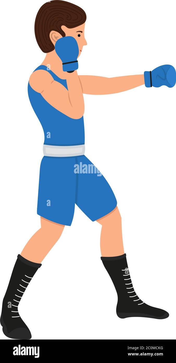 Male boxer cartoon character. Boxing guy vector illustration, sportsman ...