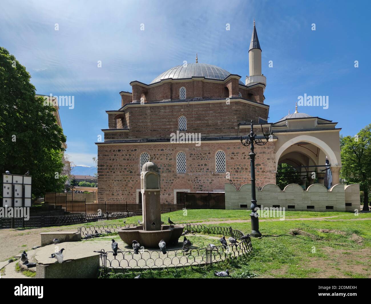 SOFIA, BULGARIA -MAY 5, 2020: Banya Bashi Mosque at the center of city ...