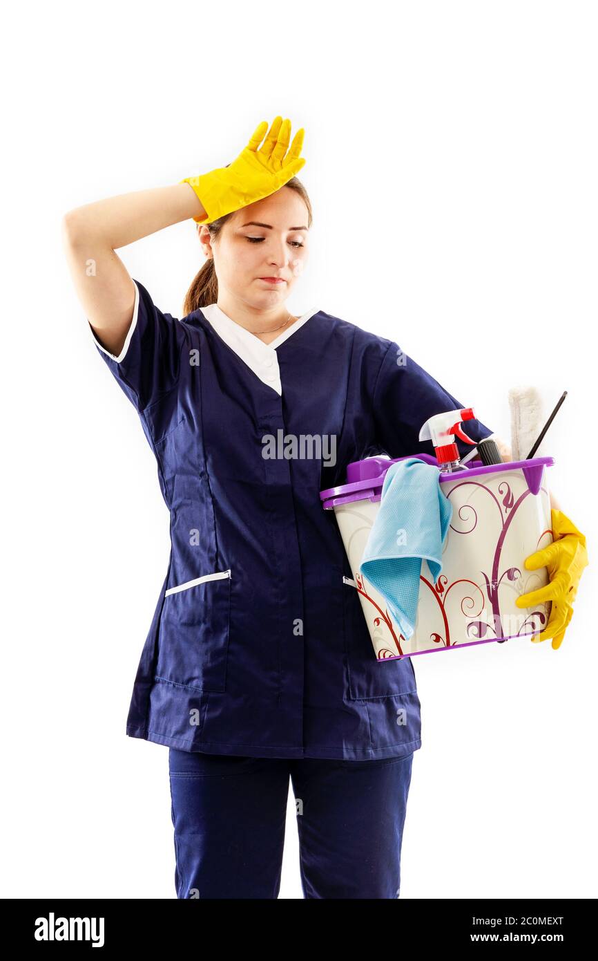Woman home exhaustion chores Cut Out Stock Images & Pictures - Alamy