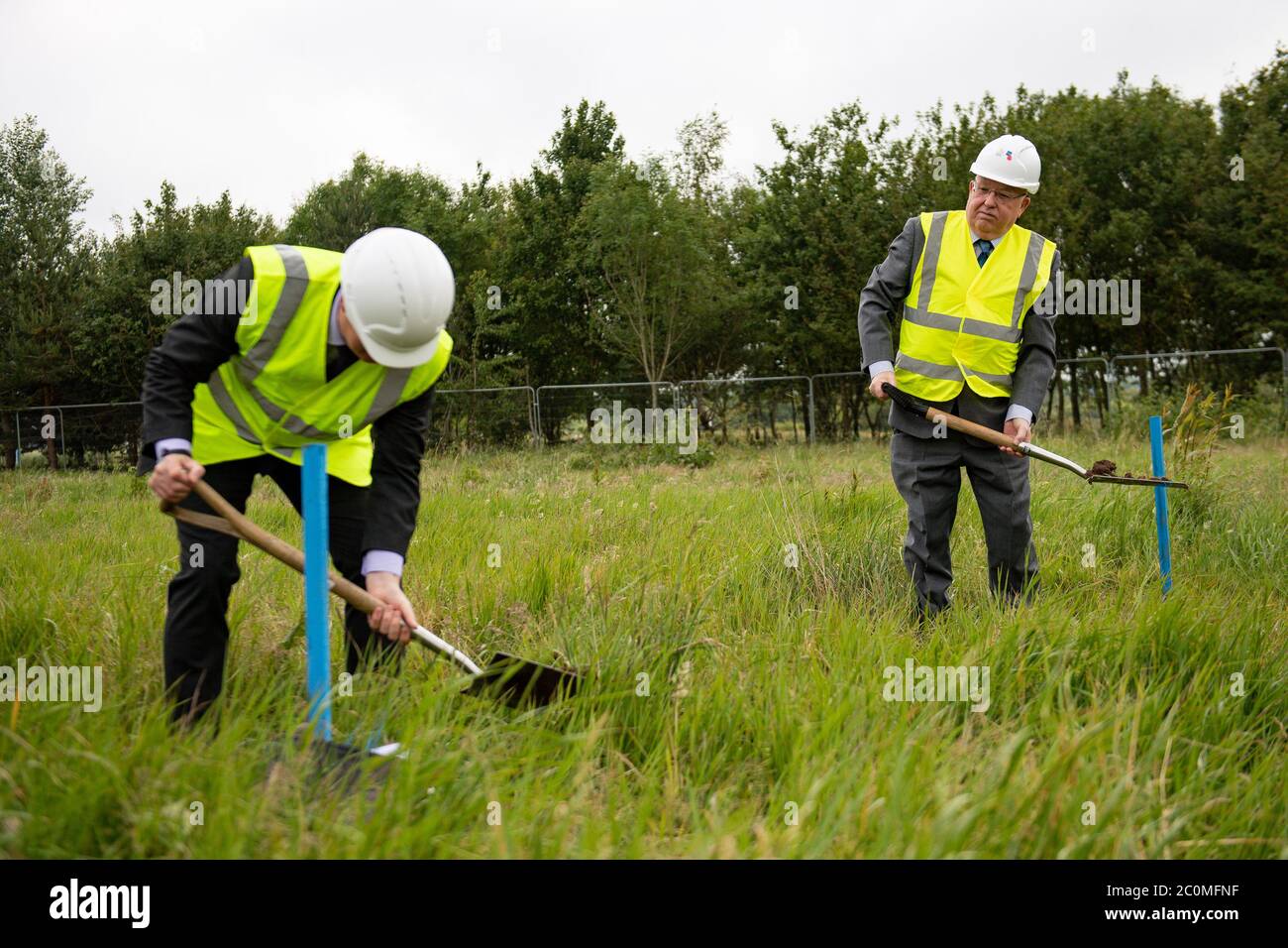 Bryn Hughes (L), the father of Pc Nicola Hughes, and Paul Bone, the ...