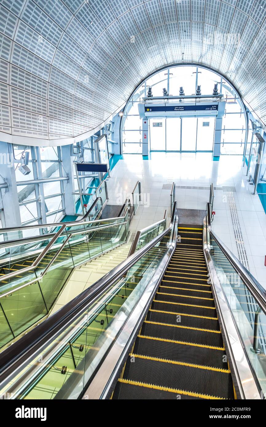 Automatic Stairs at Dubai Metro Station Stock Photo - Alamy