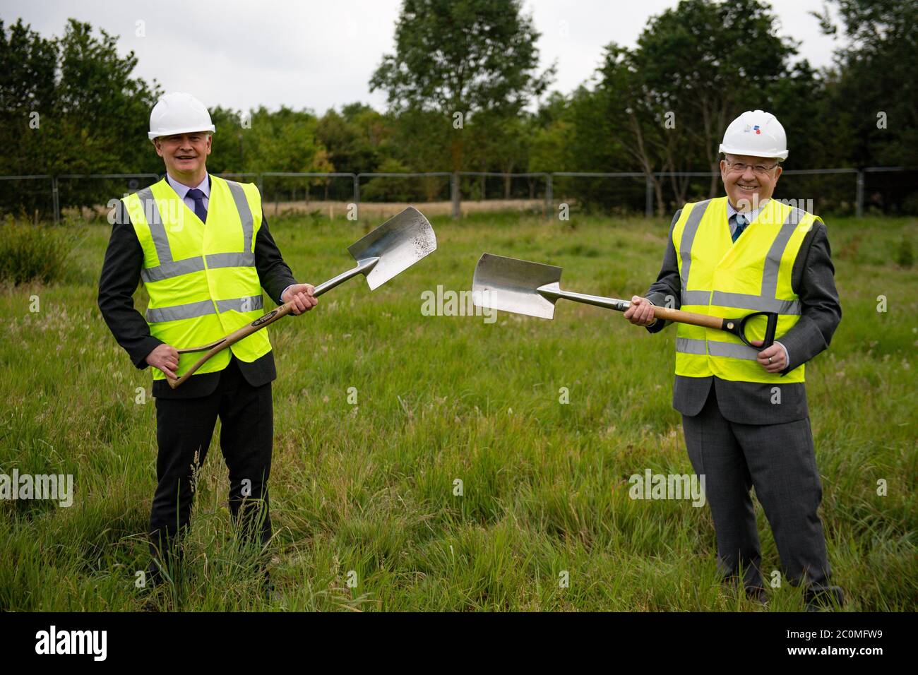 Bryn Hughes (L), the father of Pc Nicola Hughes, and Paul Bone, the ...