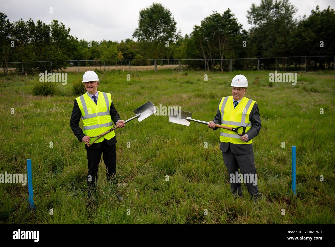 Bryn Hughes (L), the father of Pc Nicola Hughes, and Paul Bone, the ...