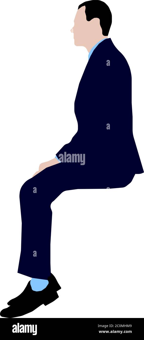 Sitting male business person flat vector illustration Stock Vector ...