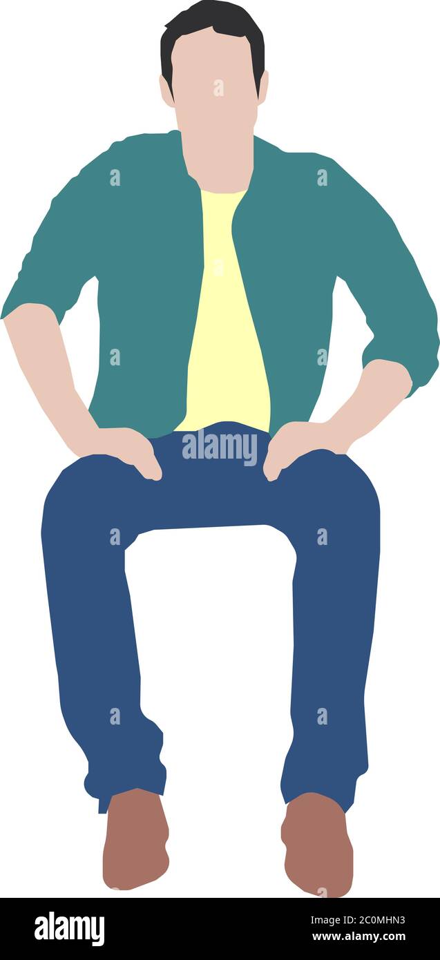 Sitting male person flat vector illustration Stock Vector Image & Art ...