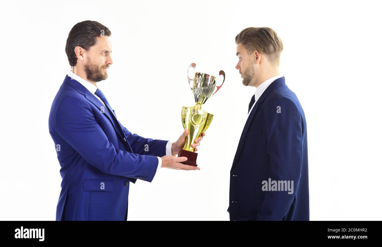 Business victory and success concept. Businessman with surprised face ...