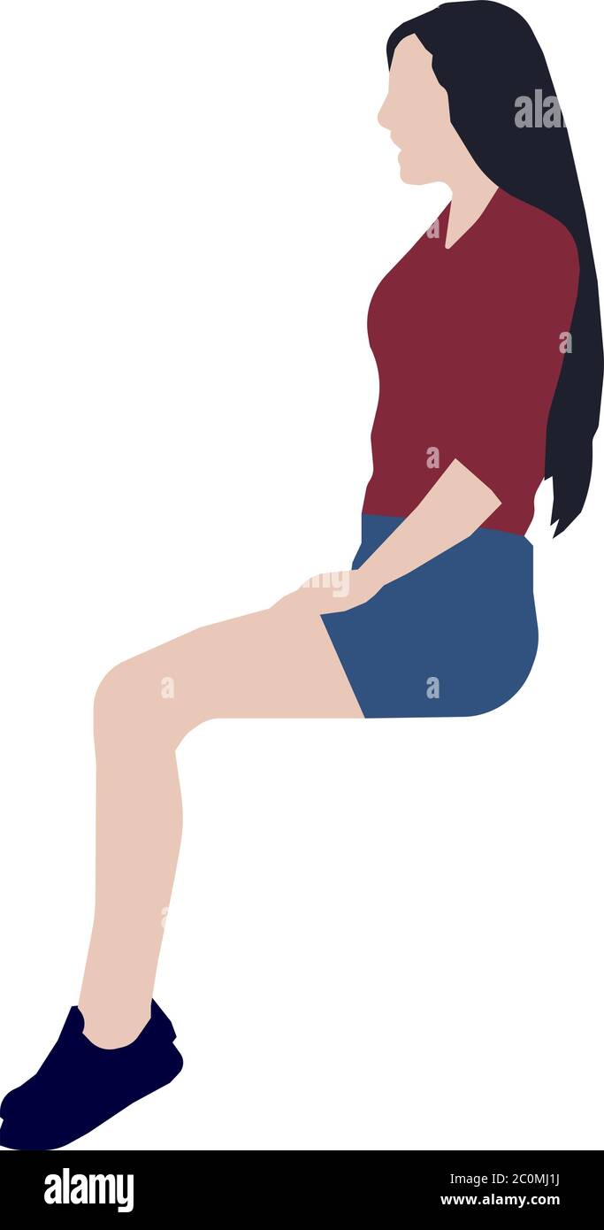 Sitting female person flat vector illustration Stock Vector Image & Art ...