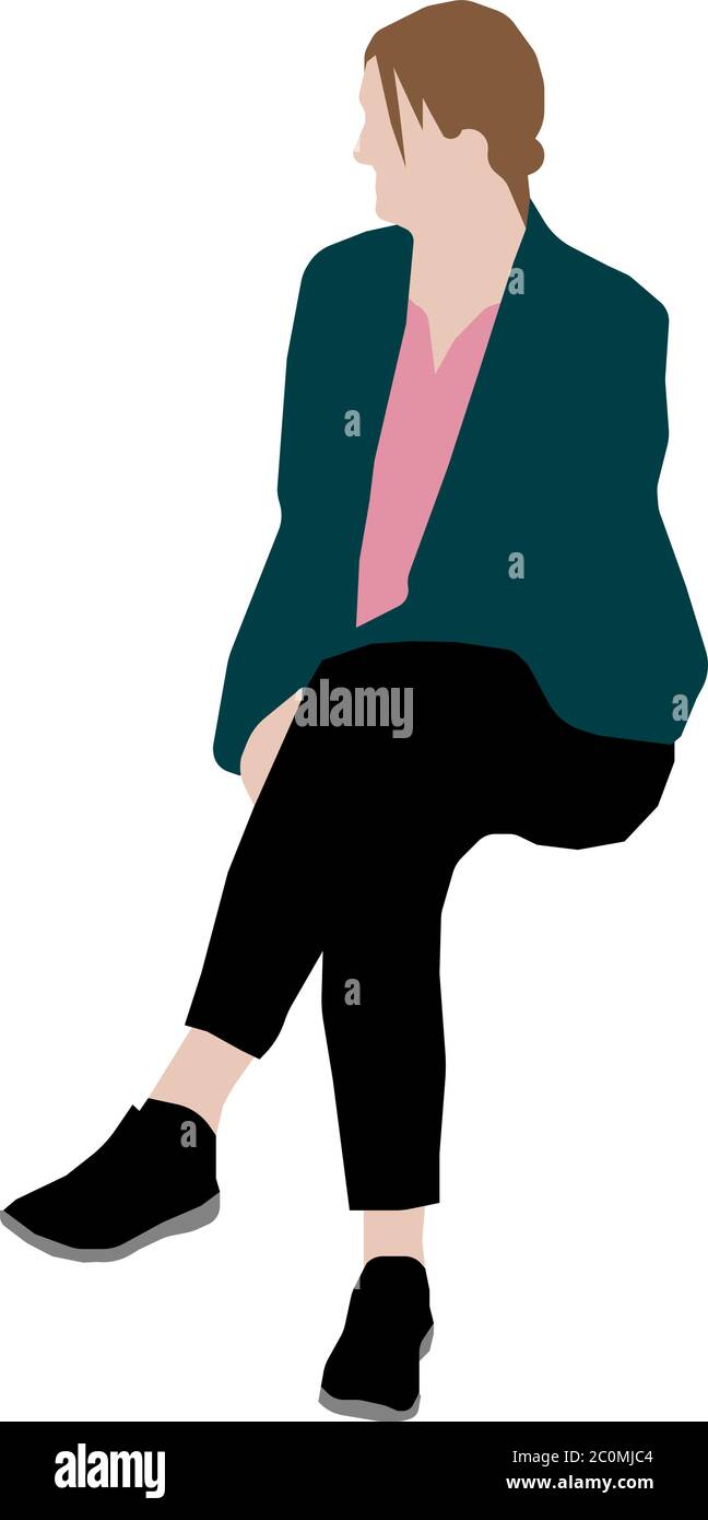 Sitting female person flat vector illustration Stock Vector Image & Art ...