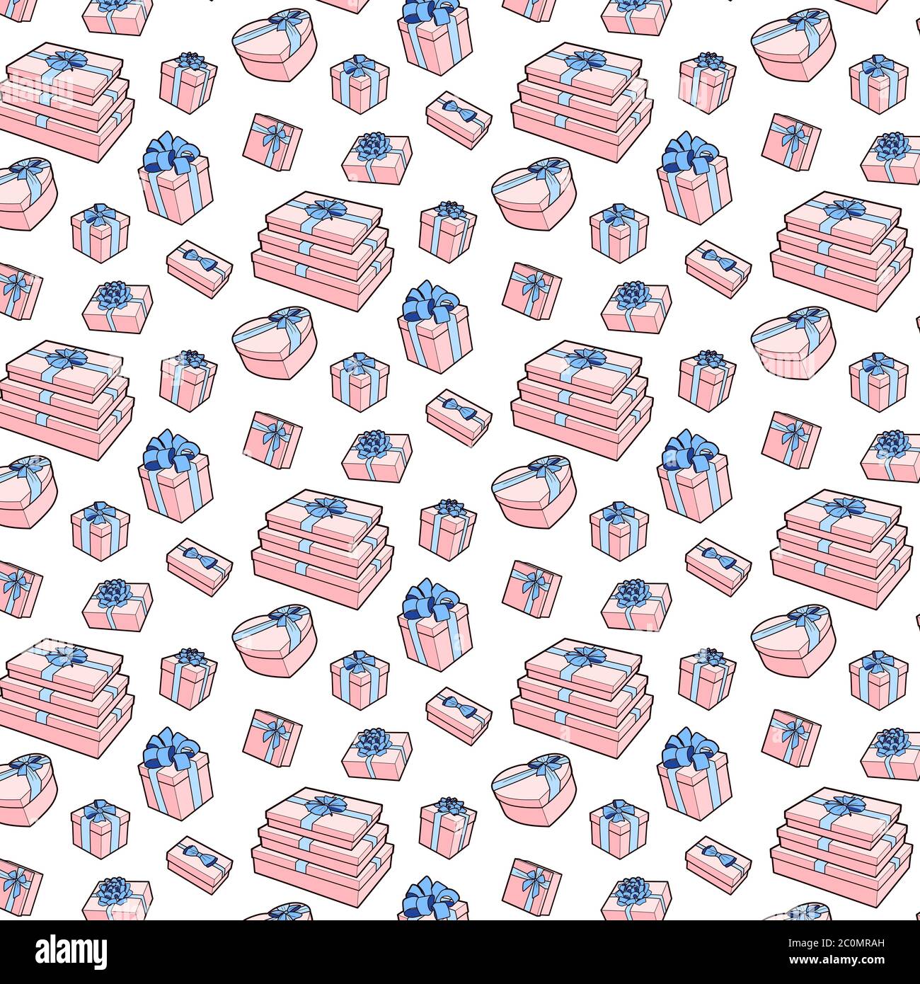 Vector seamless pattern. Gift box collection with bows and ribbons ...