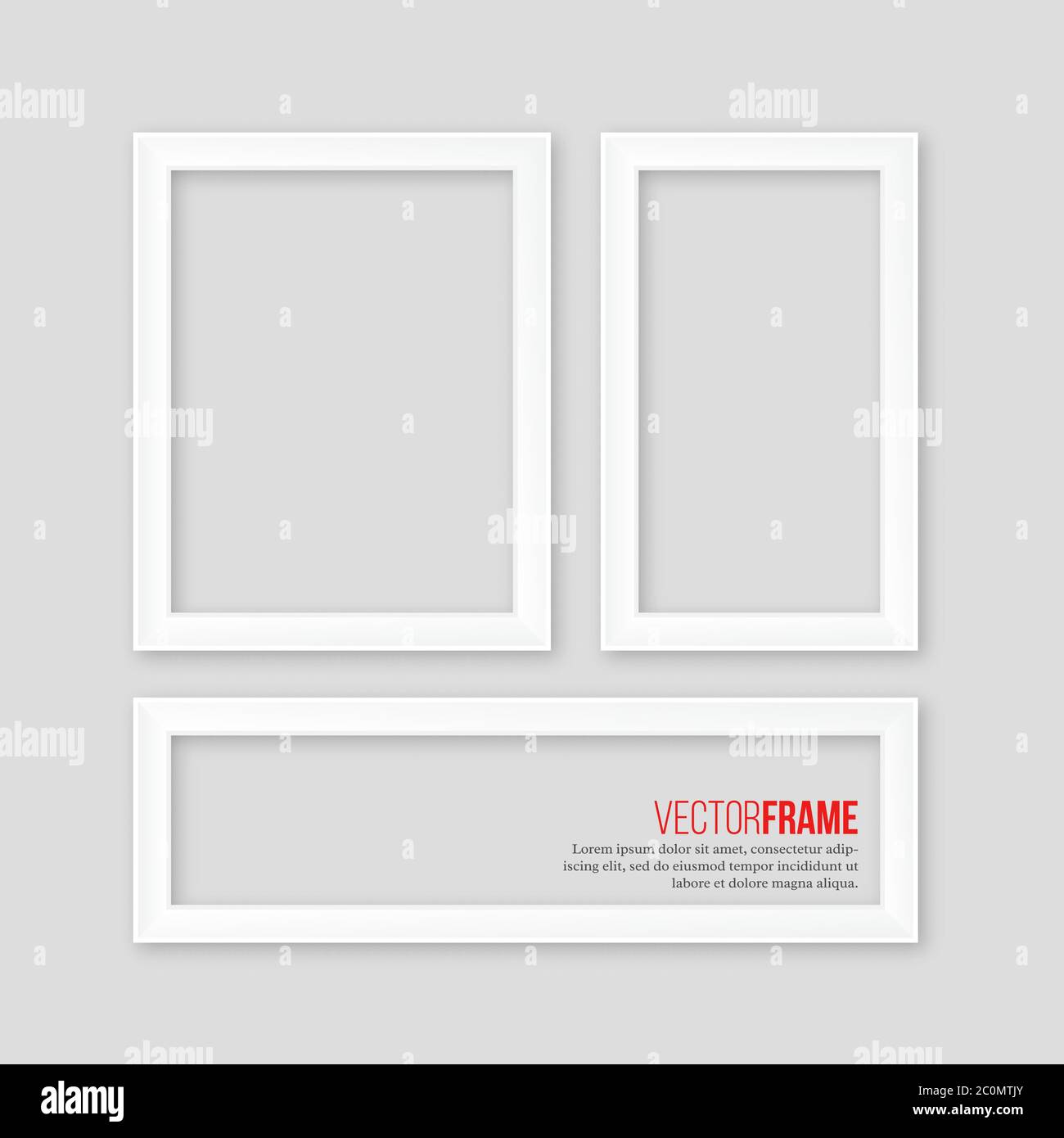 3D white realistic frames with shadow on grey background. Vector Stock ...