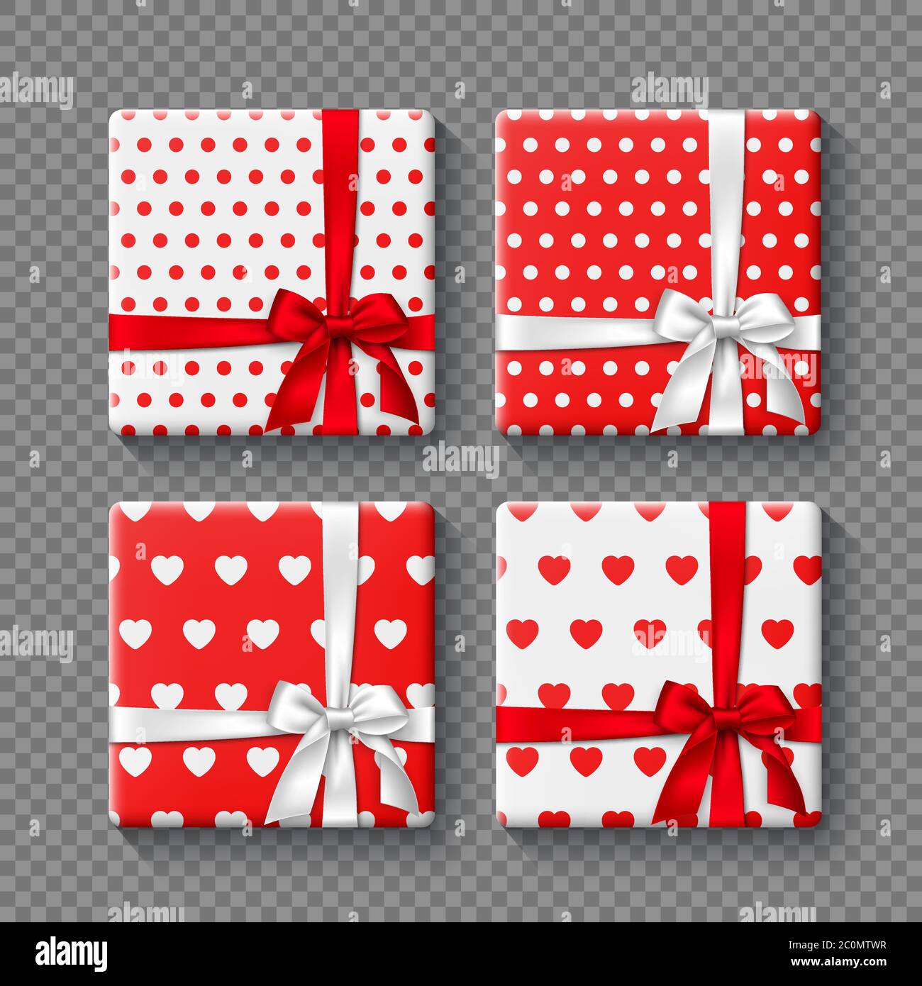 Gift boxes red satin Stock Vector Images - Alamy