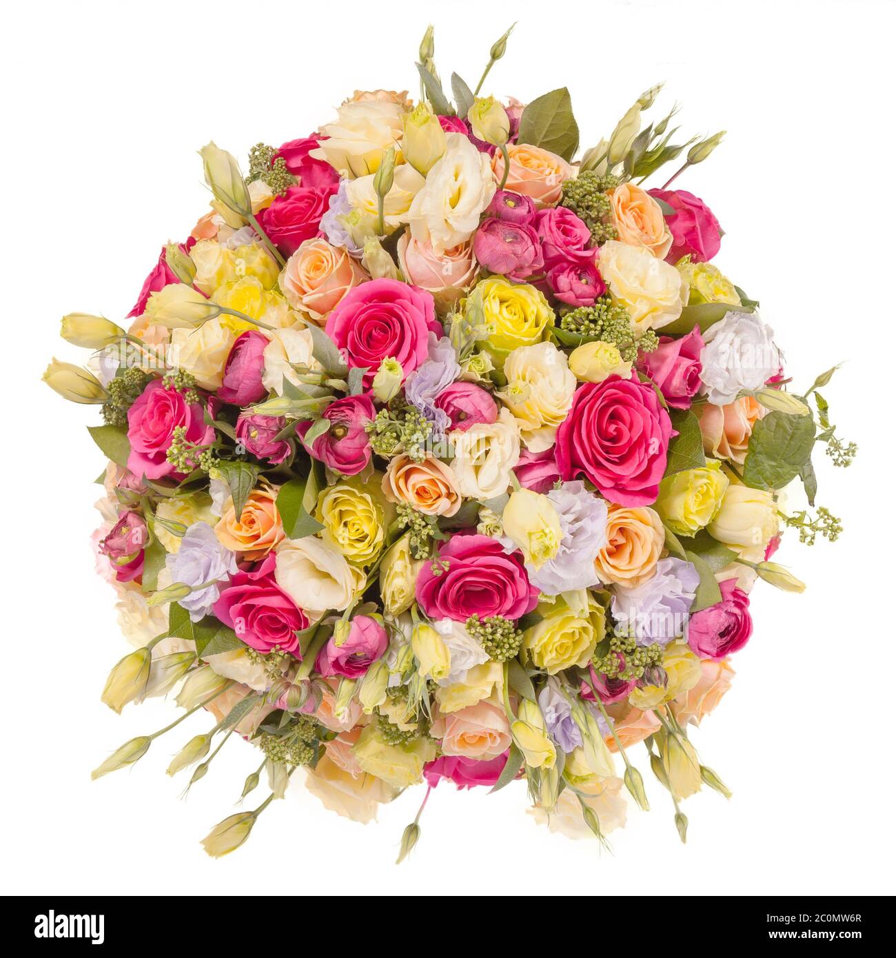 Bouquet of flowers top view isolated on white Stock Photo - Alamy